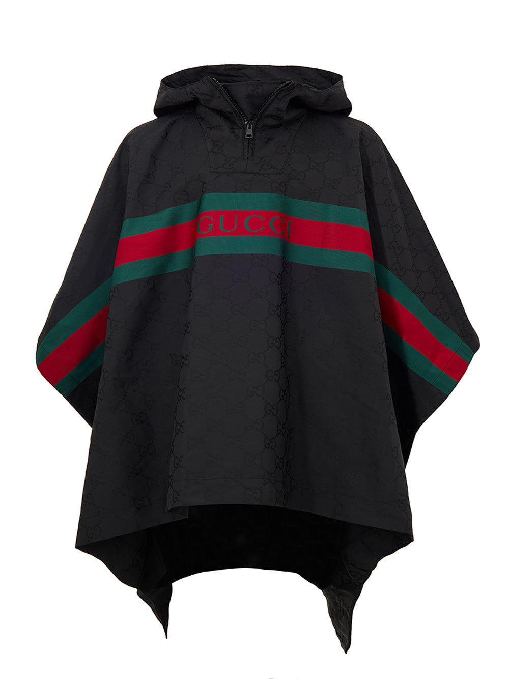 Black cloak with web logo and monogram print GG Gucci – Loxuno